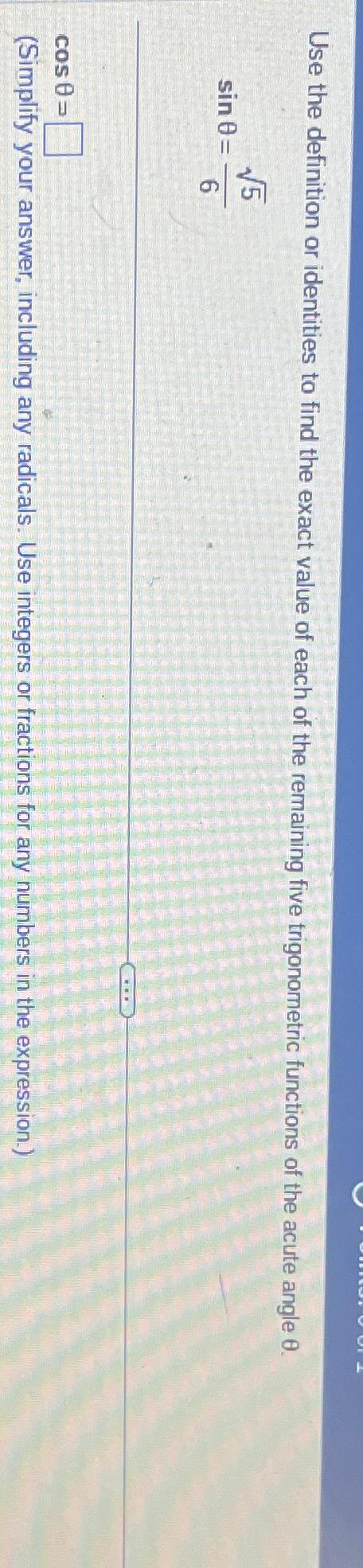 Solved Use the definition or identities to find the exact | Chegg.com