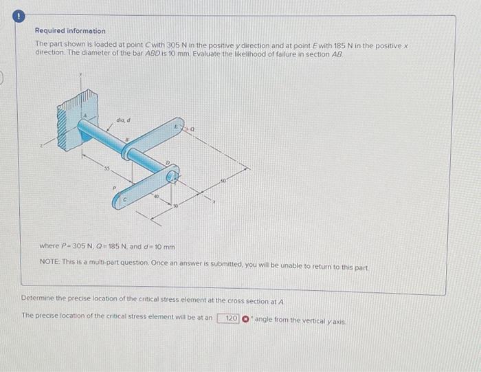 Required information The part shown is loaded at | Chegg.com