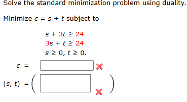 Solve the standard minimization problem using | Chegg.com