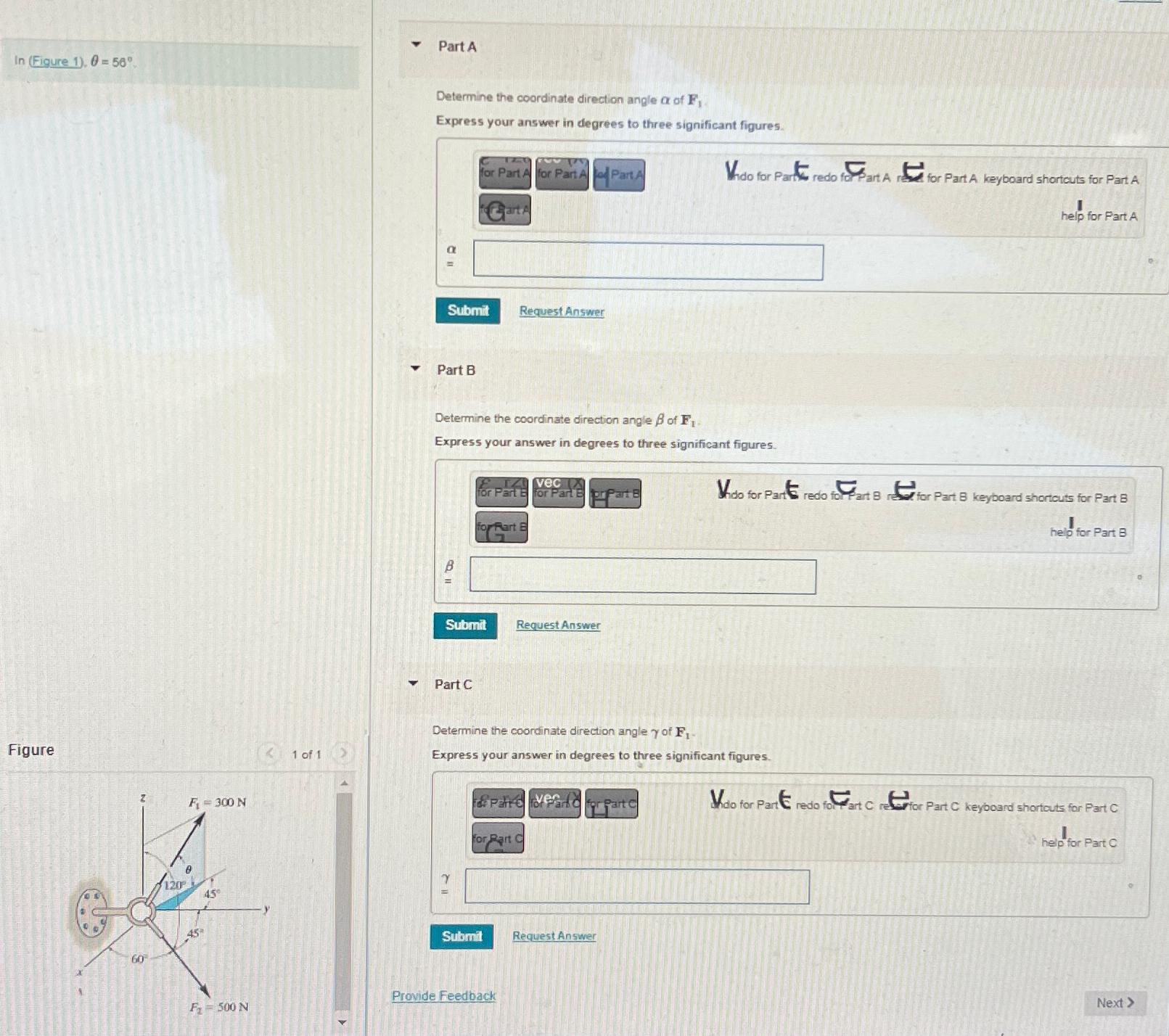 Solved 1 ﻿of 1Part BDetermine the coordinate direction angle | Chegg.com