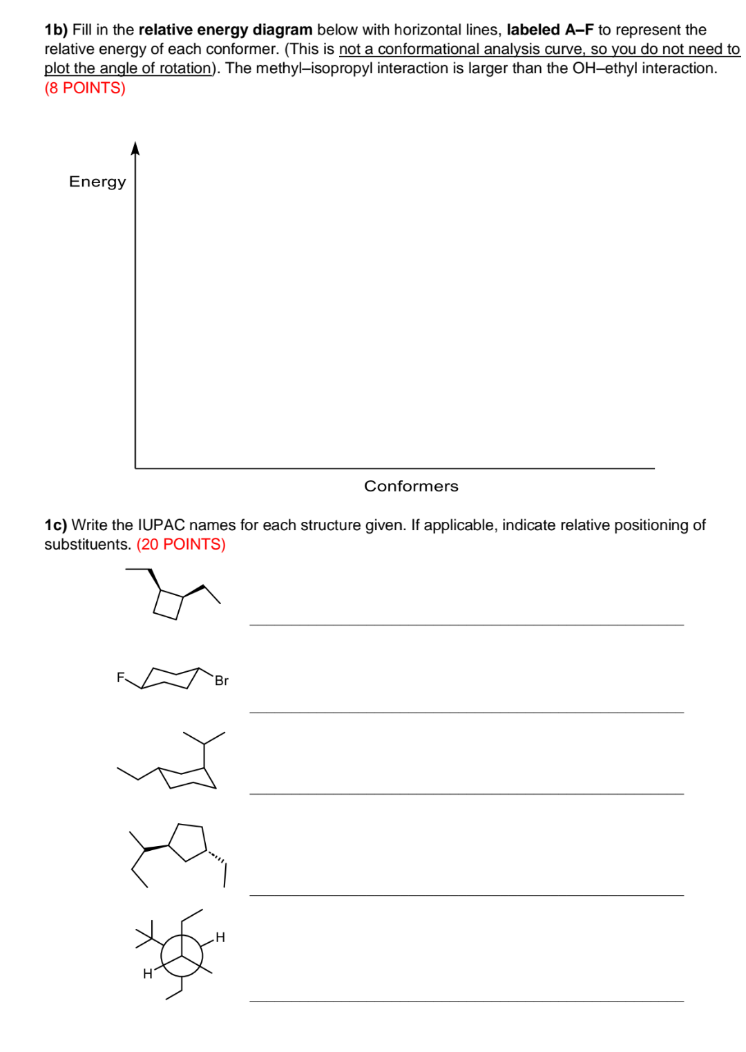 Solved 1a) For the following structure, draw all six Newman | Chegg.com