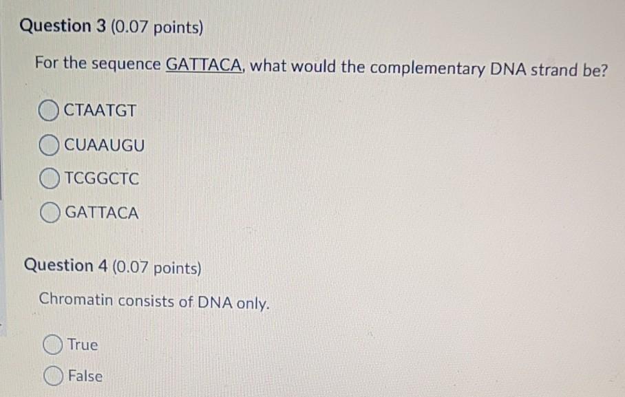 Solved Question 3 (0.07 points) For the sequence GATTACA, | Chegg.com