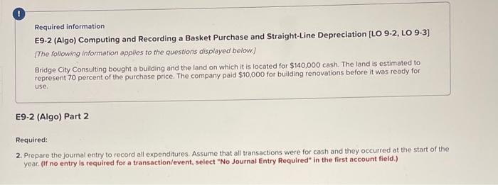 Solved Required information E9-2 (Algo) Computing and | Chegg.com