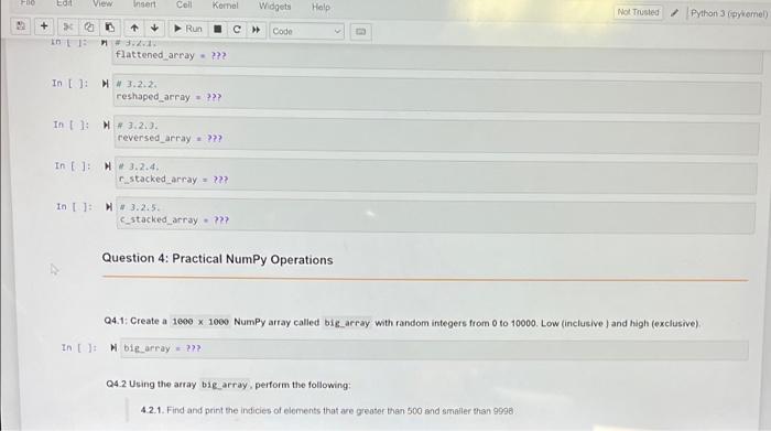 Solved Q31 Create A Numpy Array Called Somearray With The 