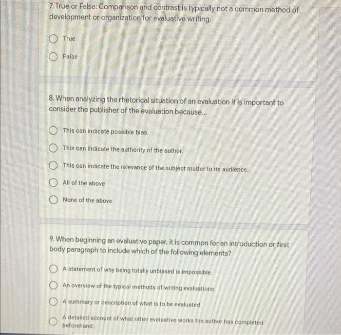 Solved 7. True or False: Comparison and contrast is | Chegg.com