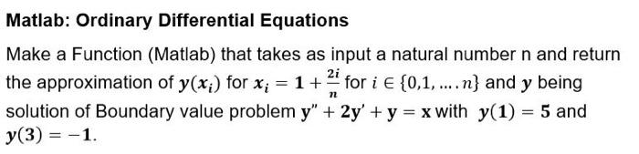 Solved Matlab: Ordinary Differential Equations Make a | Chegg.com