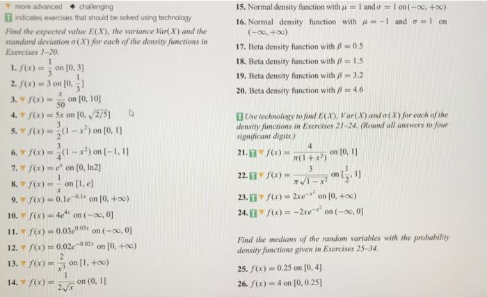 Solved 15. Normal density function with 4 = 1 ando = 1 | Chegg.com