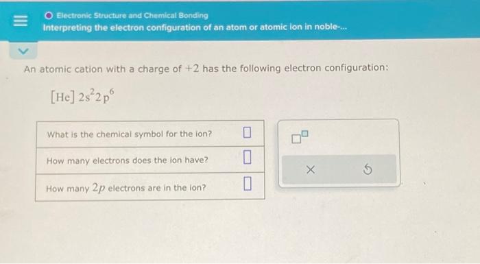 Solved An Atomic Cation With A Charge Of 2 Has The