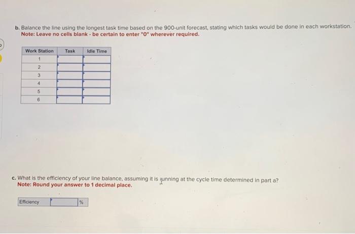Solved b. Balance the line using the longest task time | Chegg.com