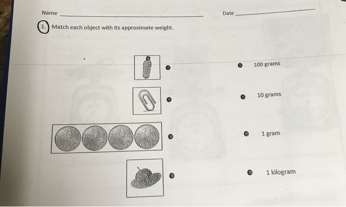 Solved Name Date 1. Match each object with its approximate | Chegg.com
