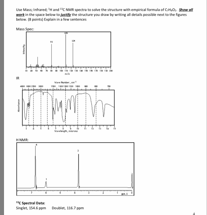 Solved Use Mass; Infrared; 'H and 13C NMR spectra to solve | Chegg.com