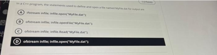 Solved In a C++ program, the statements used to define and | Chegg.com