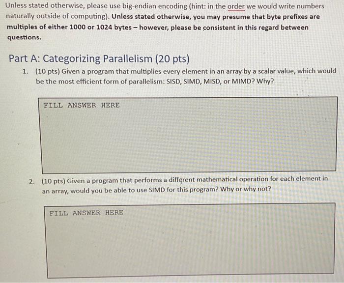Solved Unless stated otherwise, please use big-endian | Chegg.com
