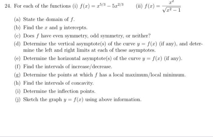 Solved 24. For each of the functions (i) f(x) = x5/3 - | Chegg.com