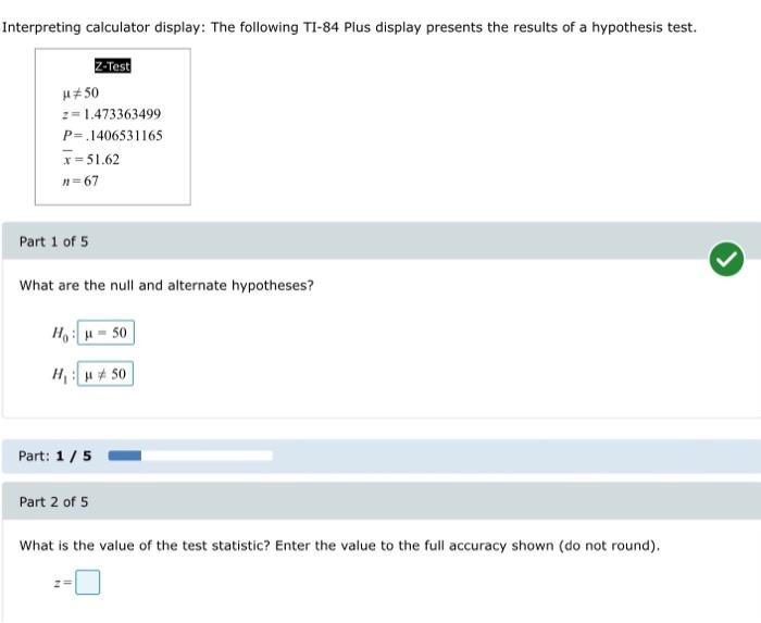 Solved Interpreting calculator display: The following TI−84 | Chegg.com