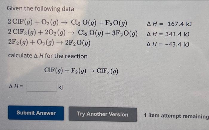 Solved Given the following data | Chegg.com