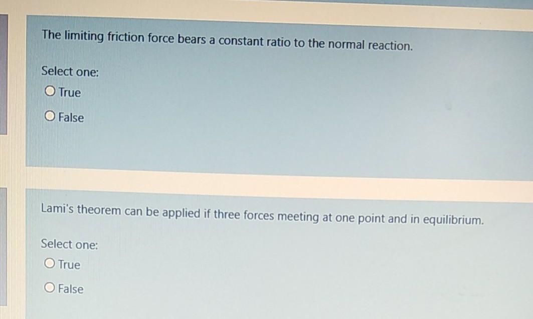 Solved The limiting friction force bears a constant ratio to | Chegg.com