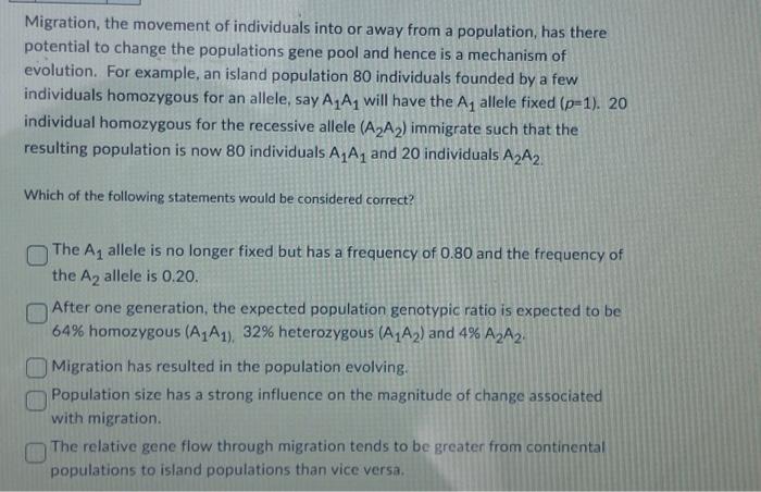 Solved Migration, the movement of individuals into or away | Chegg.com