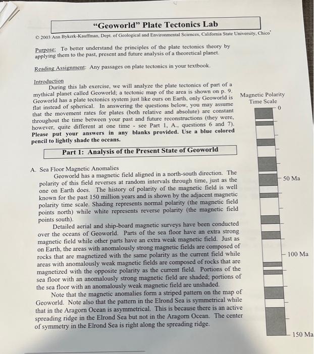 Solved 6. Using the magnetic anomaly patterns in the Aragorn | Chegg.com