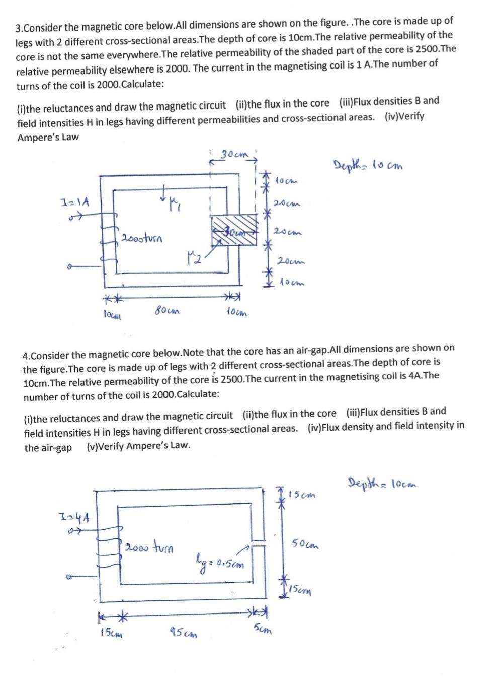 Solved 3.Consider the magnetic core below.All dimensions are | Chegg.com