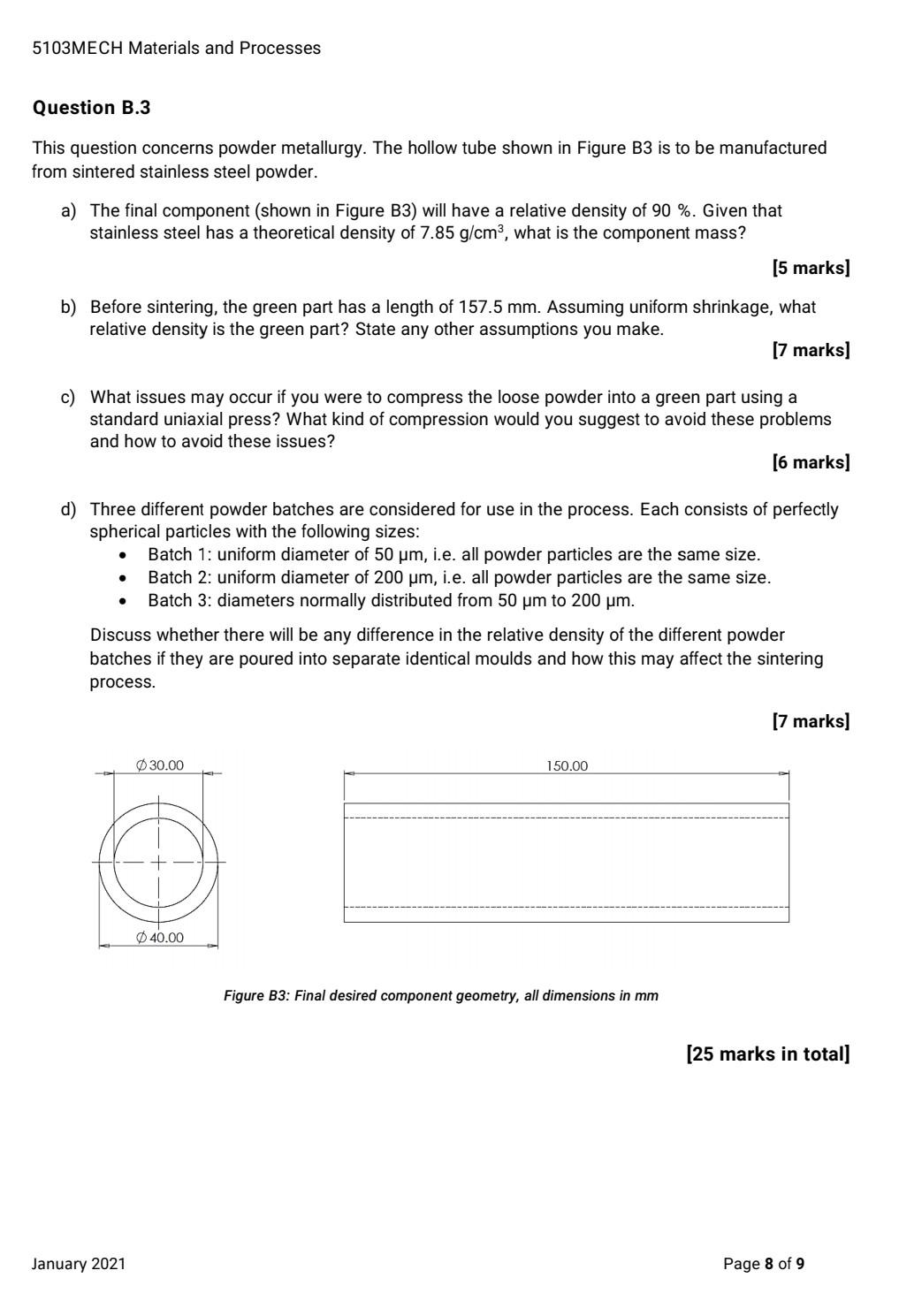 Solved 5103MECH Materials and Processes Question B.3 This | Chegg.com