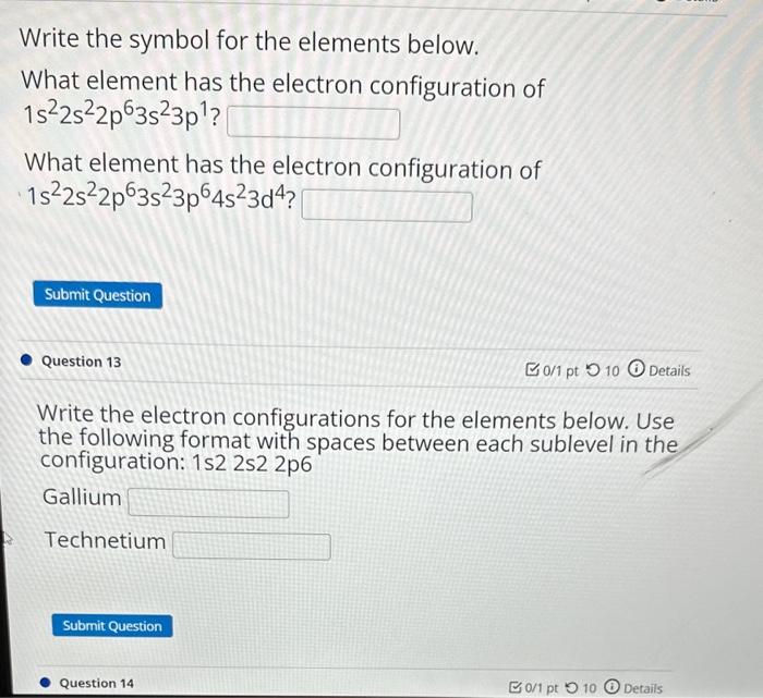 Solved Using Complete Subshell Notation Match The Predicted 