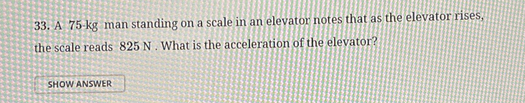 Solved A 75-kg ﻿man standing on a scale in an elevator notes | Chegg.com