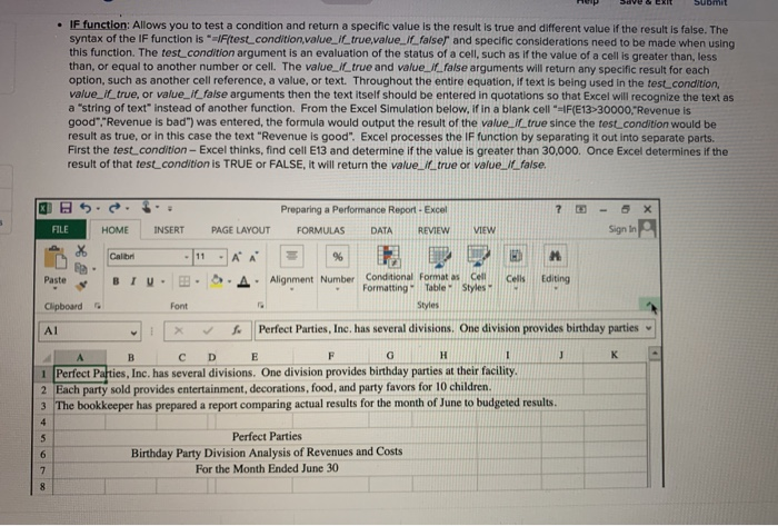 Solved Preparing a Performance Report using Excel's ABS, IF | Chegg.com