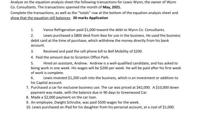 Solved Analyze on the equation analysis sheet the following | Chegg.com