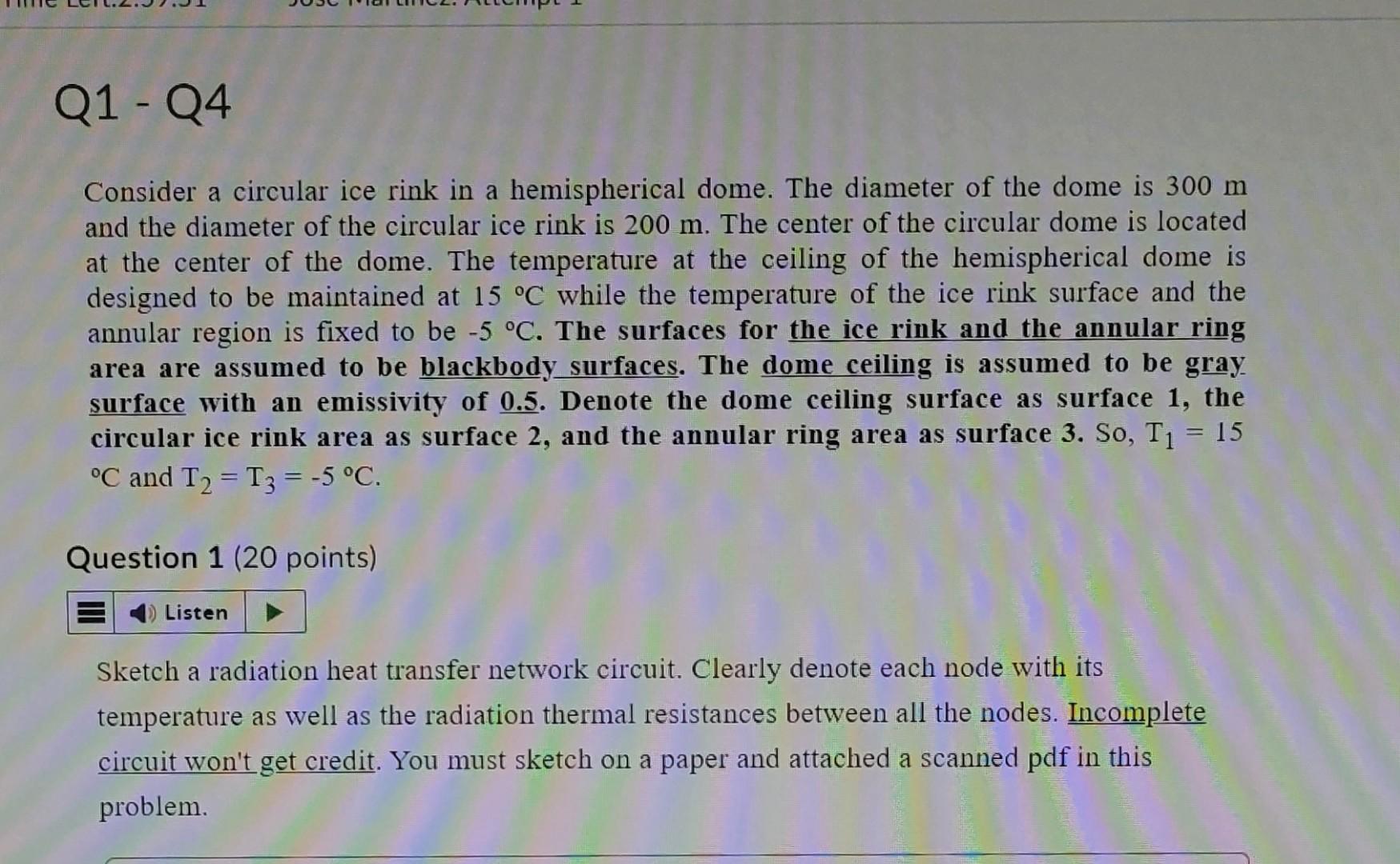 Solved Consider a circular ice rink in a hemispherical dome. | Chegg.com