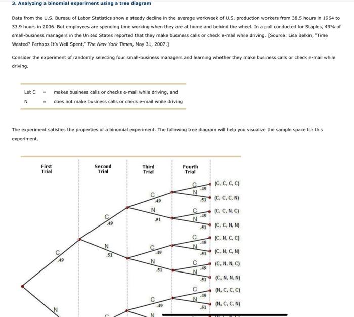 Solved 3. Analyzing a binomial experiment using a tree | Chegg.com