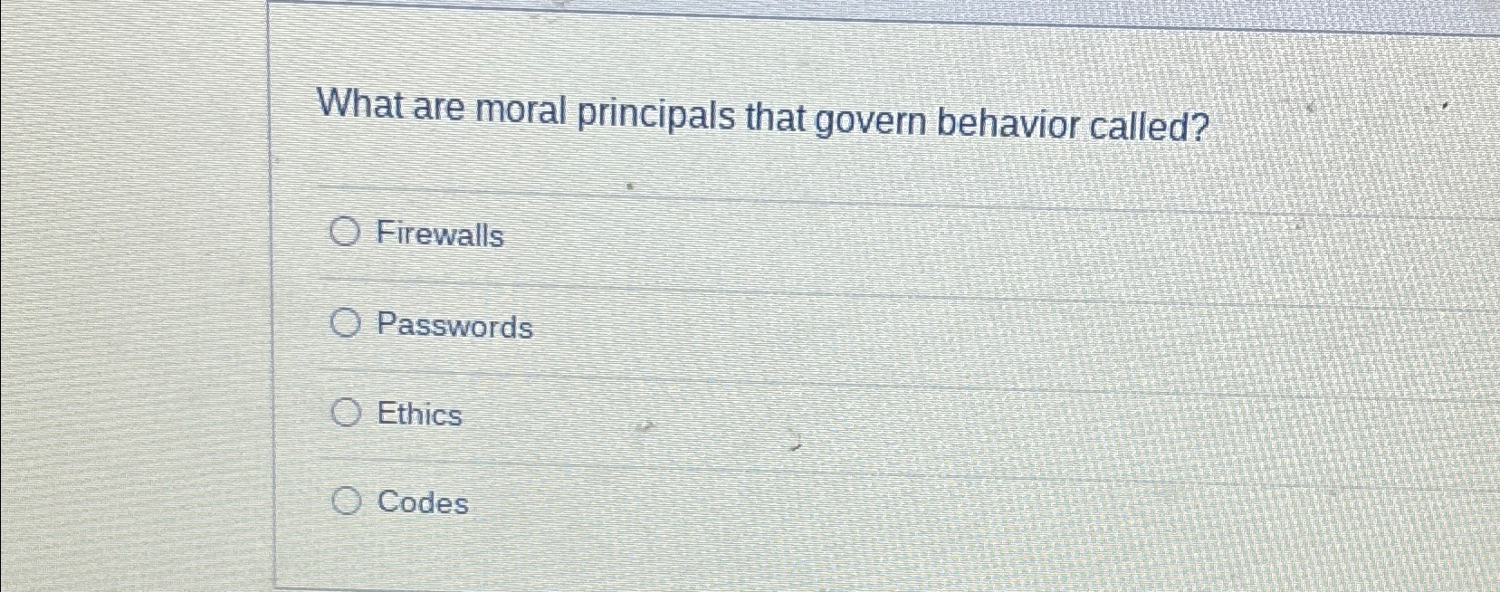 Solved What are moral principals that govern behavior | Chegg.com