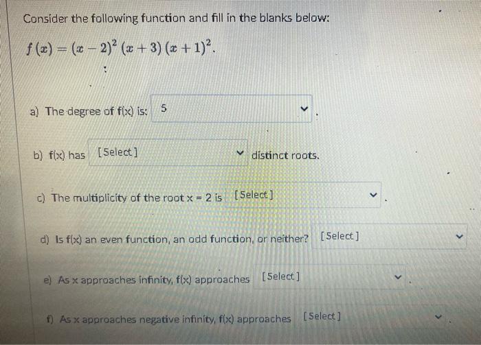 Solved Consider the following function and fill in the | Chegg.com