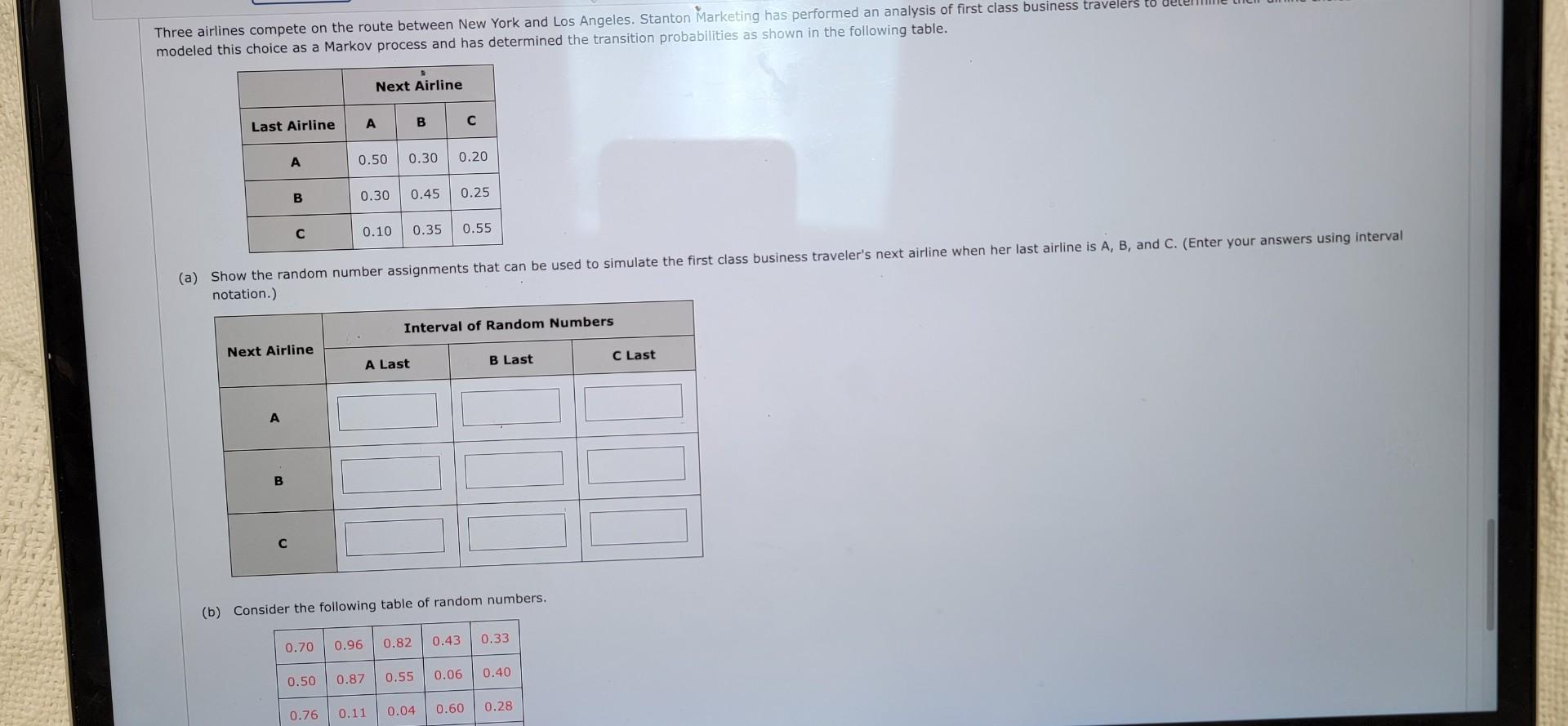 Solved (a) Show the random number assignments that can be | Chegg.com