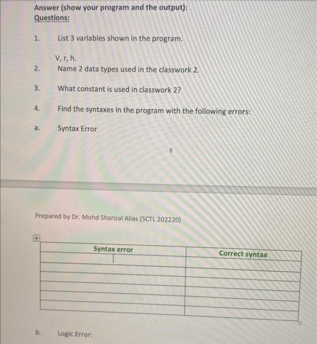 Solved There are several errors existed in the Ct+ program | Chegg.com