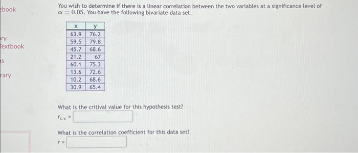 Solved You wish to determine if there is a linear | Chegg.com