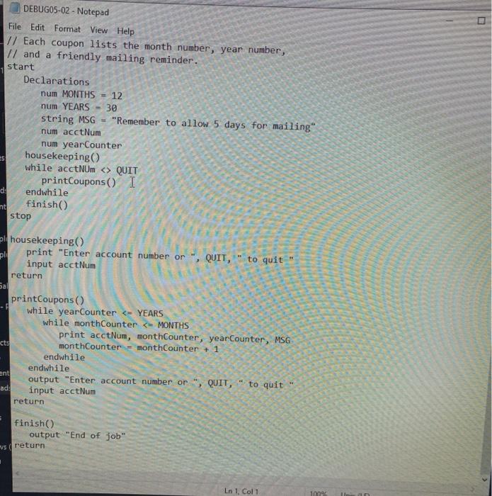 Solved DEBUGOS-02- Notepad ile Edit Format View Help / A | Chegg.com
