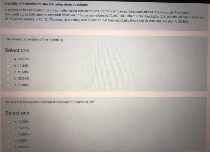 Solved Use this information for the following three | Chegg.com