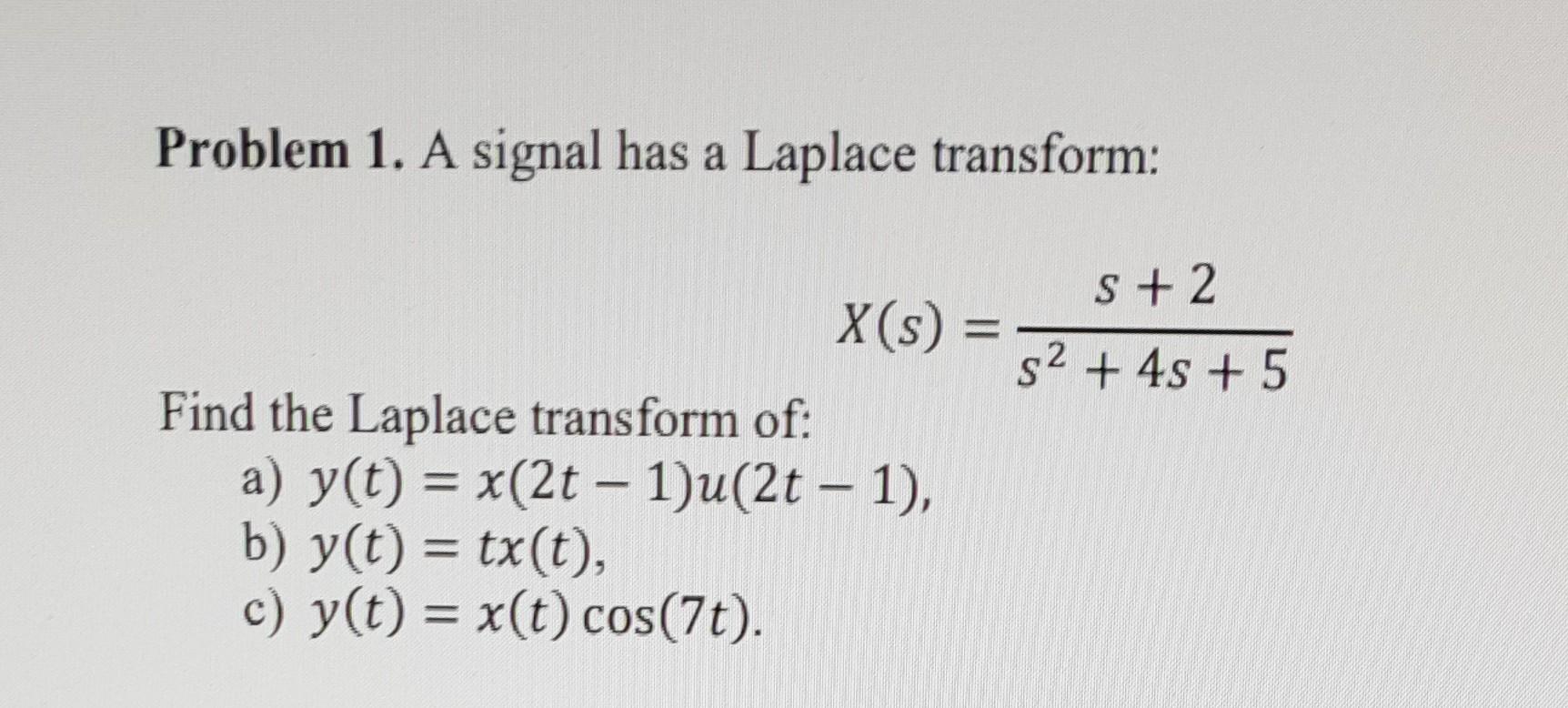 Solved Problem 1. A signal has a Laplace transform: | Chegg.com