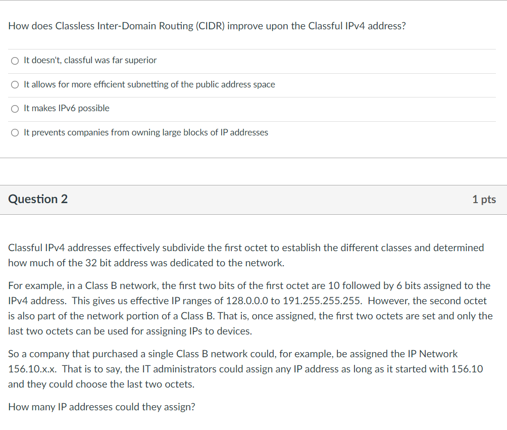 Solved How does Classless Inter-Domain Routing (CIDR) | Chegg.com