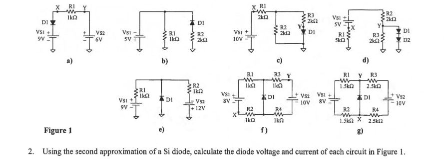 Solved 2. ﻿Using the second approximation of a Si diode, | Chegg.com