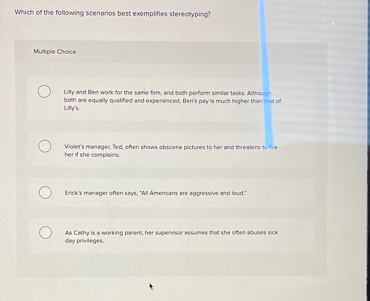 Solved Which of the following scenarios best exemplifies | Chegg.com