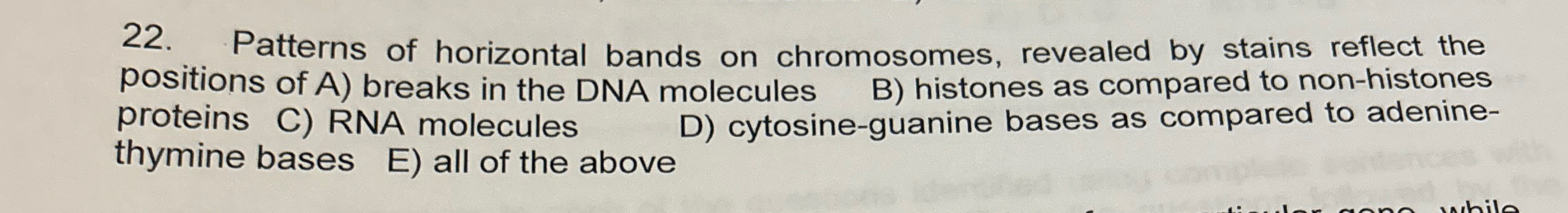 Solved Patterns of horizontal bands on chromosomes, revealed | Chegg.com