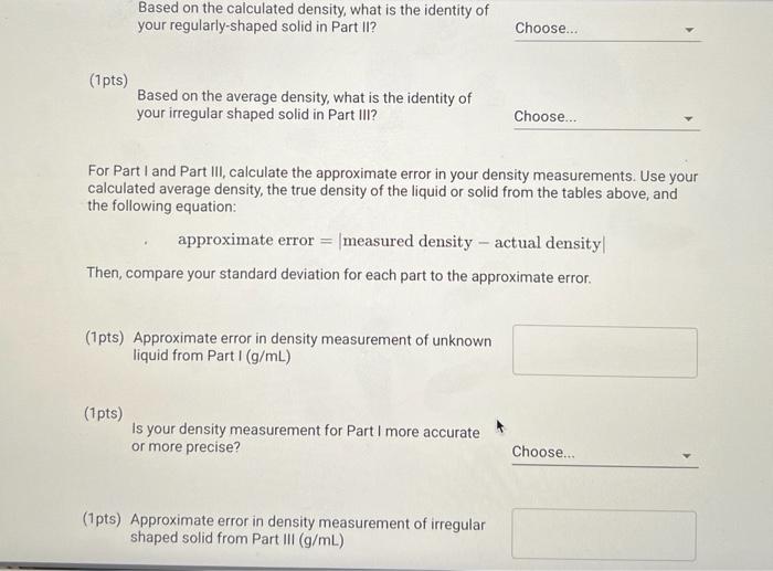 Solved Compare your average density for the regularly-shaped | Chegg.com