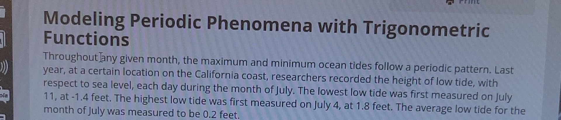 Solved ) Modeling Periodic Phenomena with Trigonometric | Chegg.com