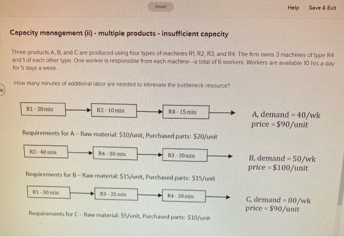 Solved Saved Help Save & Exit Capacity management (ii) - | Chegg.com