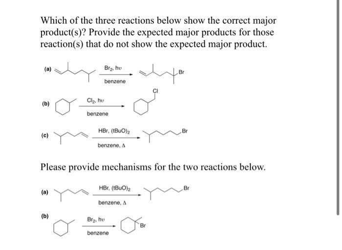 Solved Which of the three reactions below show the correct | Chegg.com