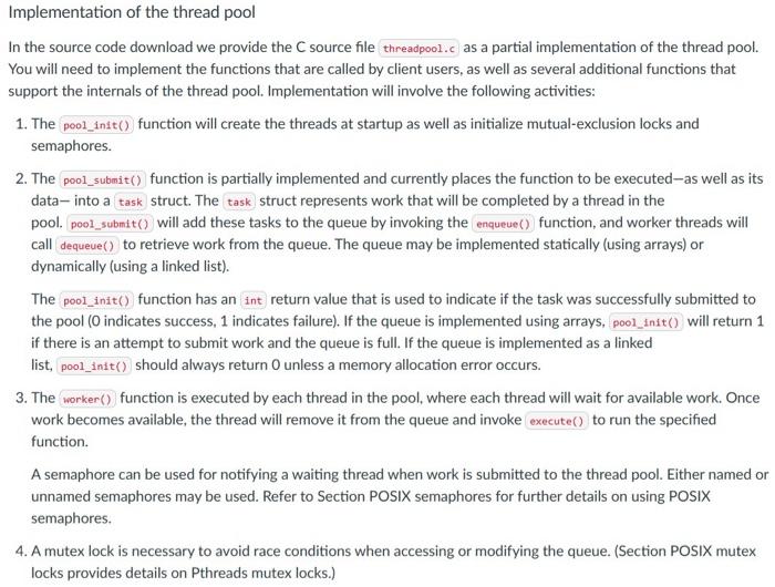 Solved Thread pools were introduced in Section Thread pools. | Chegg.com