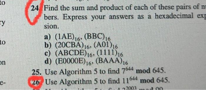 to ту to 24 Find the sum and product of each of these | Chegg.com