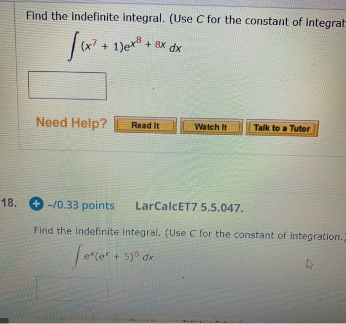 Solved Find the indefinite integral. (Use C for the constant | Chegg.com
